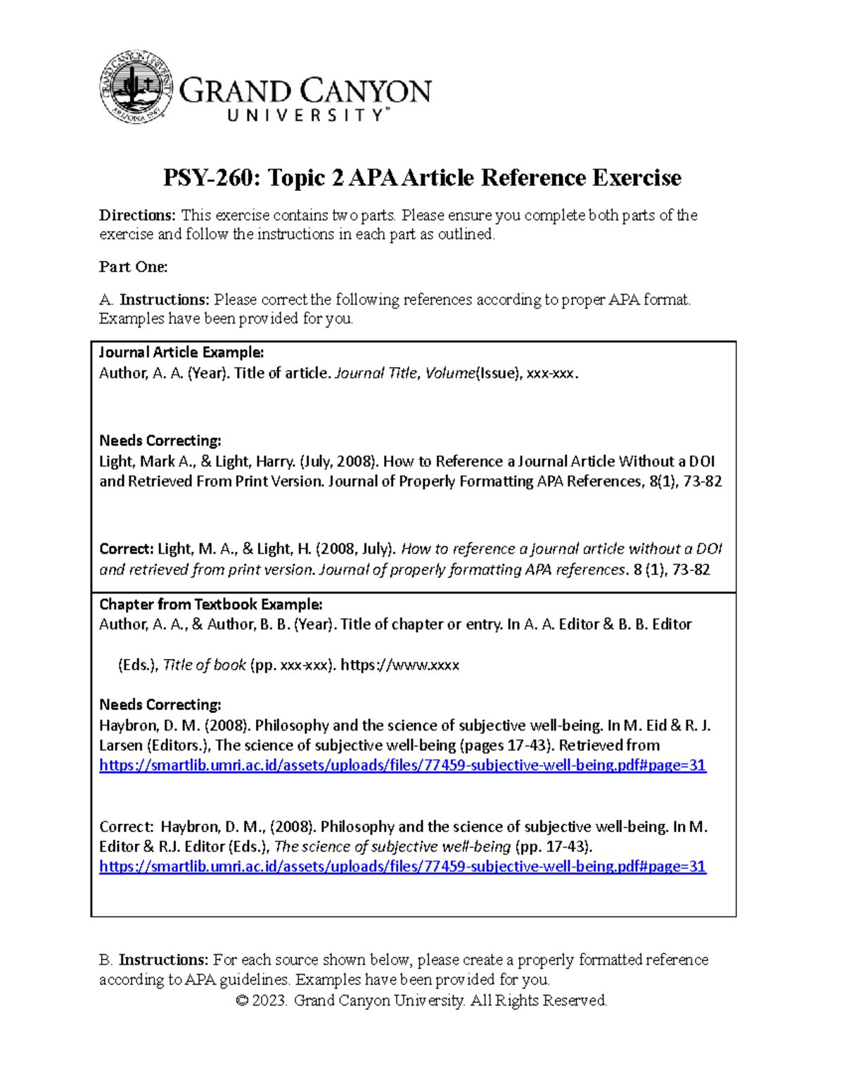 APA Artical Reference Exercise - PSY-260: Topic 2 APA Article Reference ...