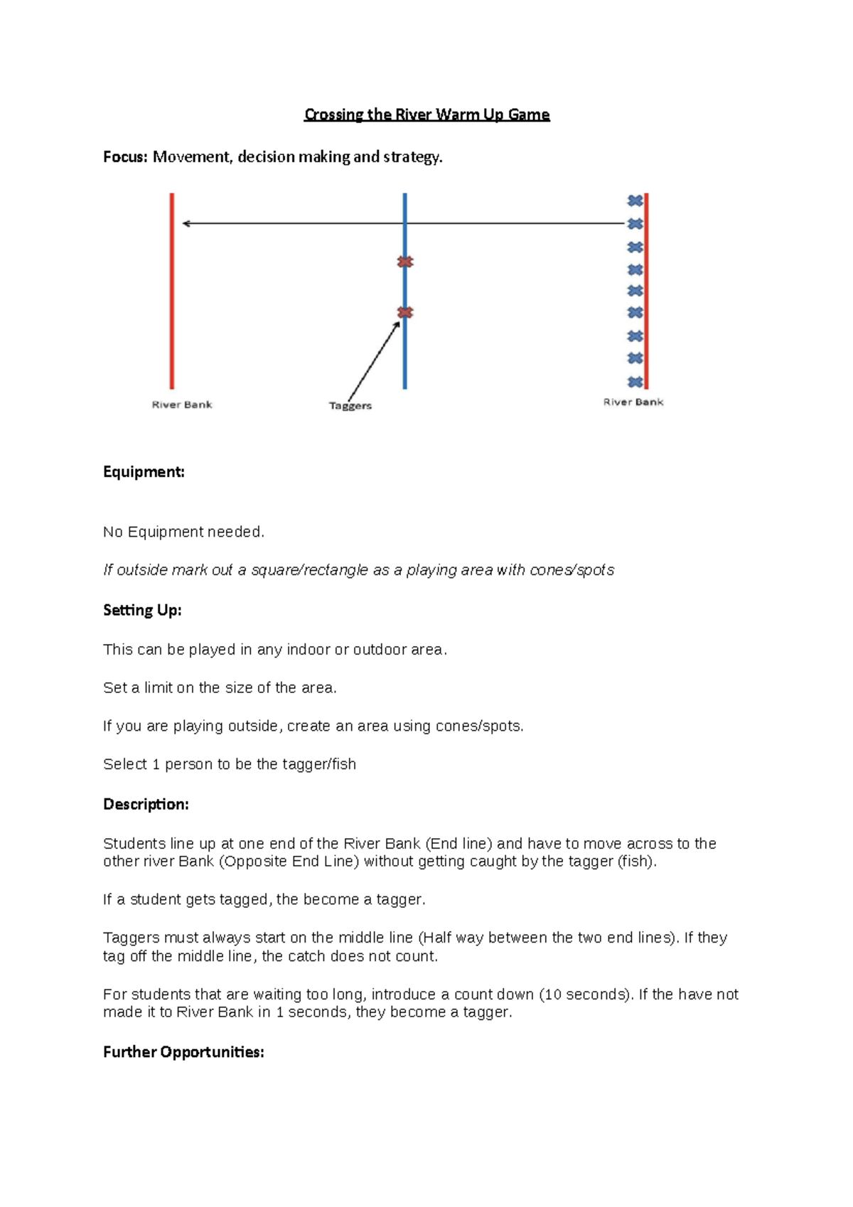 Crossing the River Warm Up Game - Crossing the River Warm Up Game Focus ...