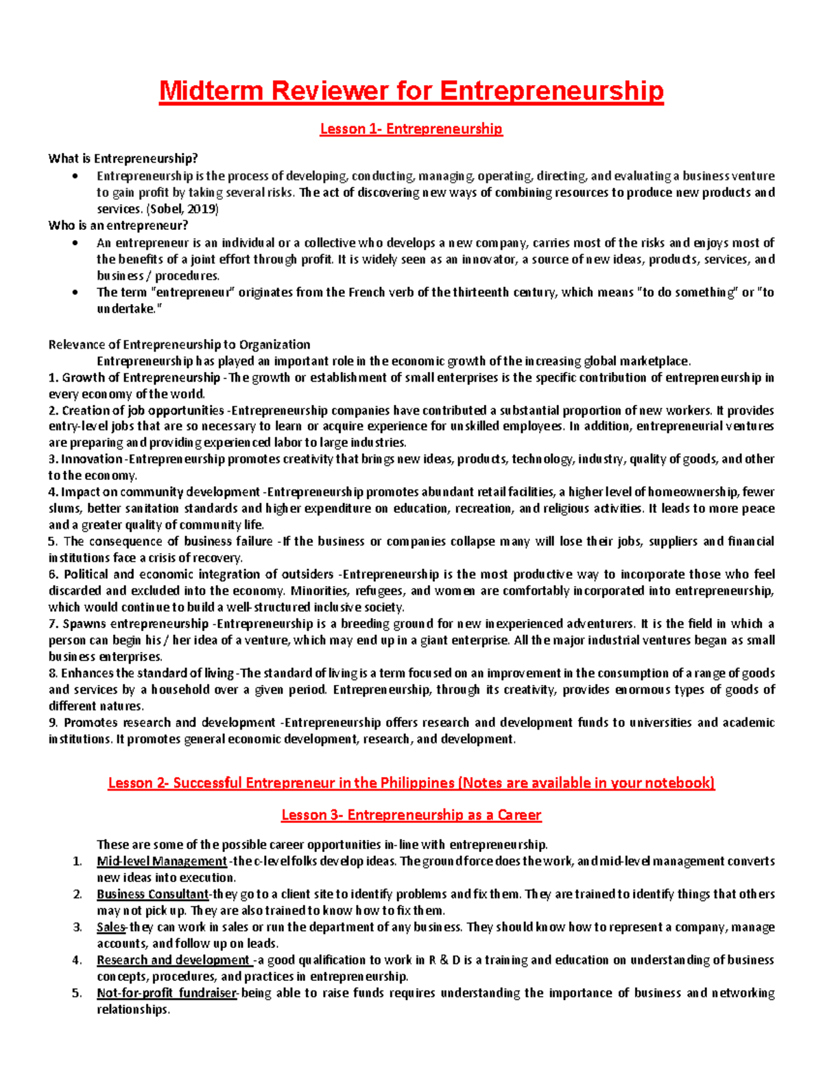 Entrep Reviewer - zxcaszdfasdf - Midterm Reviewer for Entrepreneurship ...