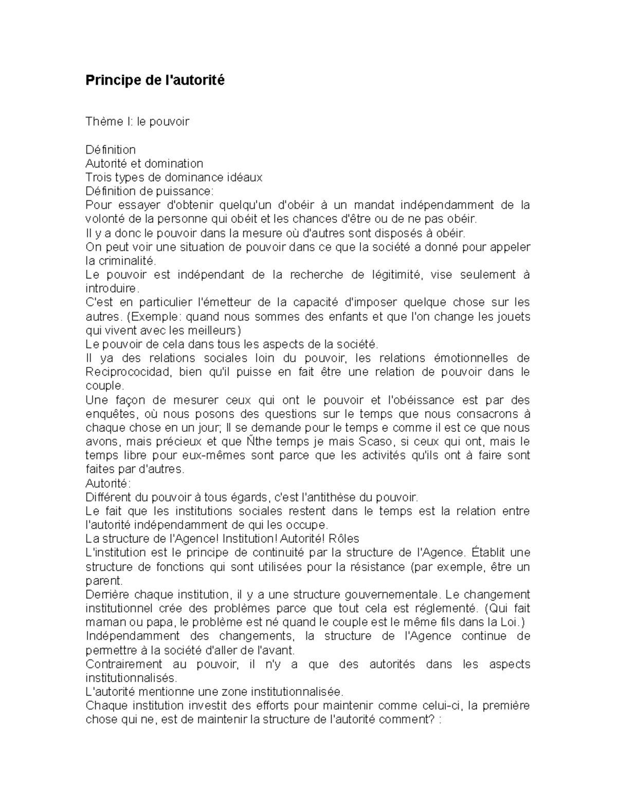 Principe de l'autorité - Principe de l'autorité Thème I: le pouvoir ...