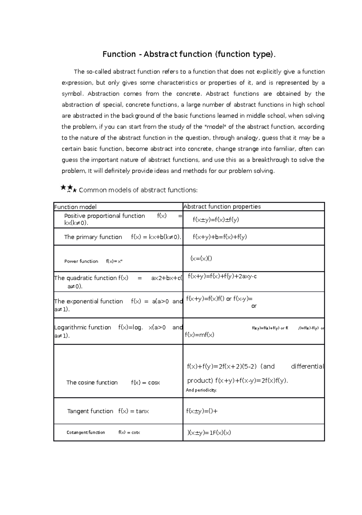 Function Abstract Function Function Type The So Called Abstract Function Refers To A