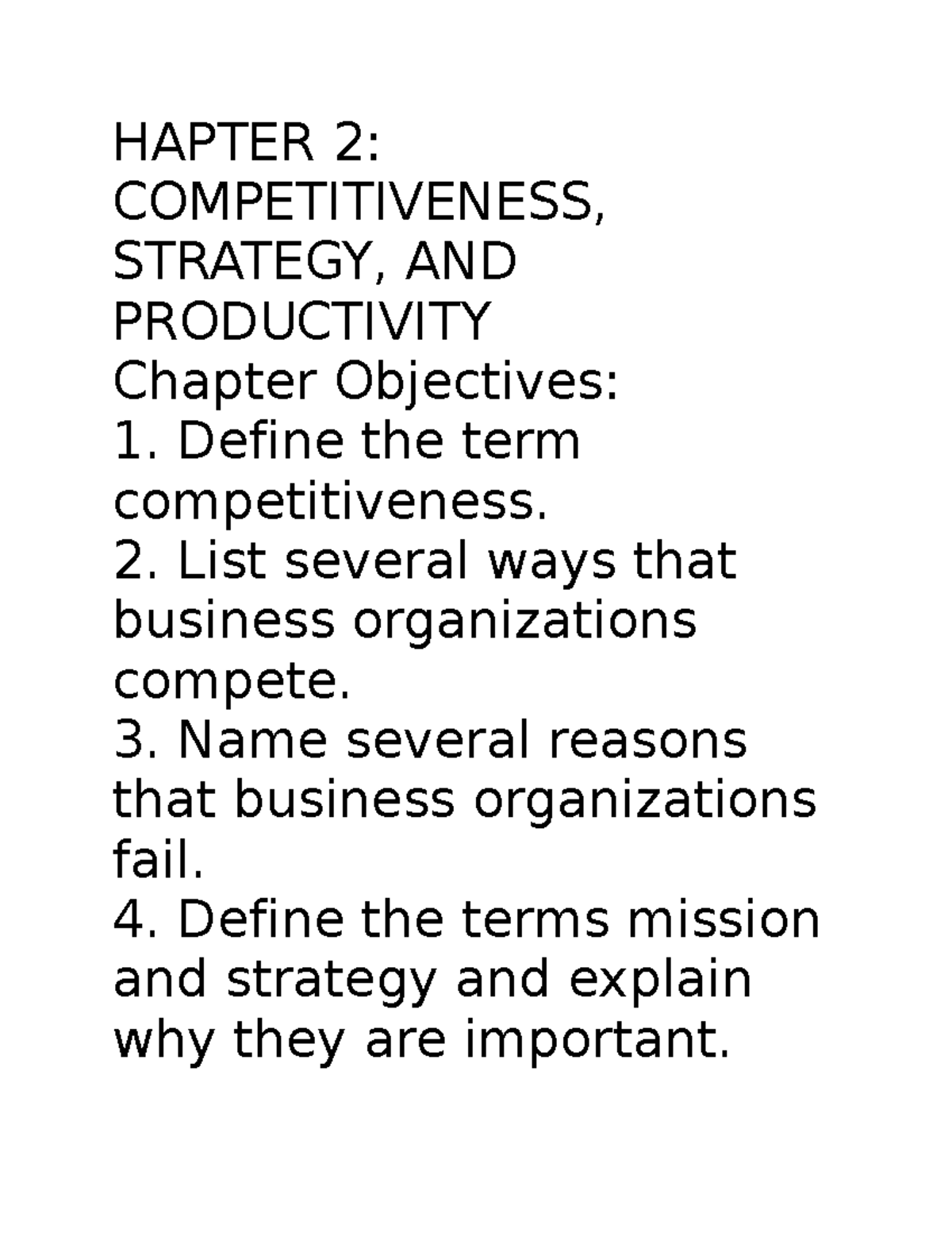 Module 1 Competitiveness, Strategy, AND Productivity - HAPTER 2 ...