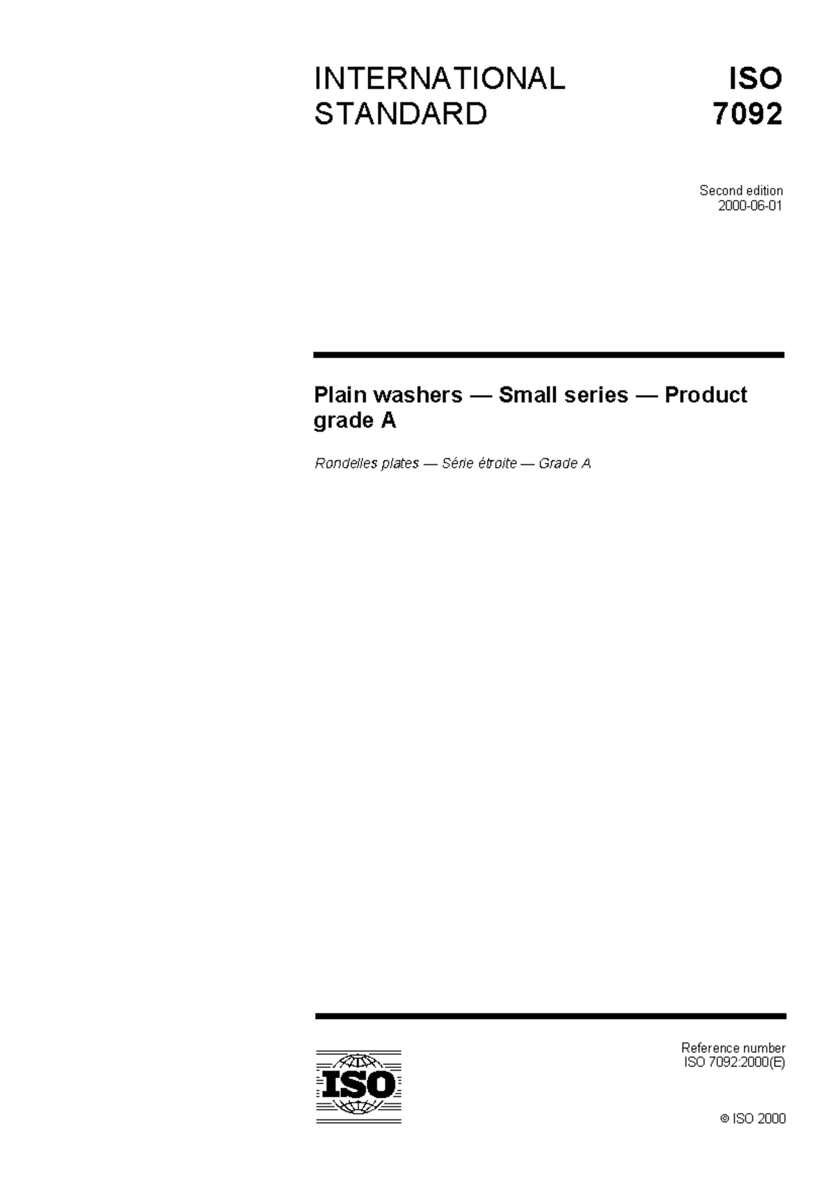 ISO - 7092 (2000 ) - Washer - Reference number ISO 7092:2000(E ...