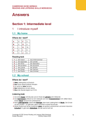 Cam Igcse German Grammar WB answers - Second Edition All questions and ...