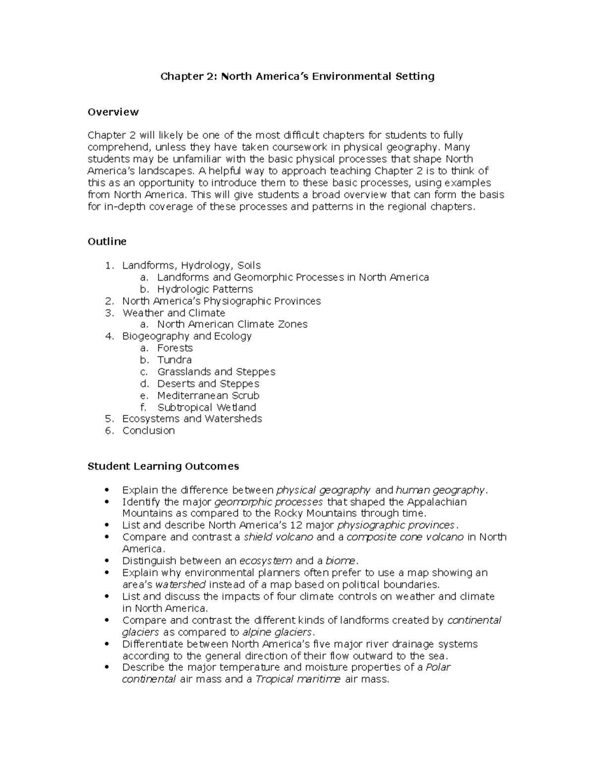 Chapter 2 - North America’s Environmental Setting - Chapter 2: North ...