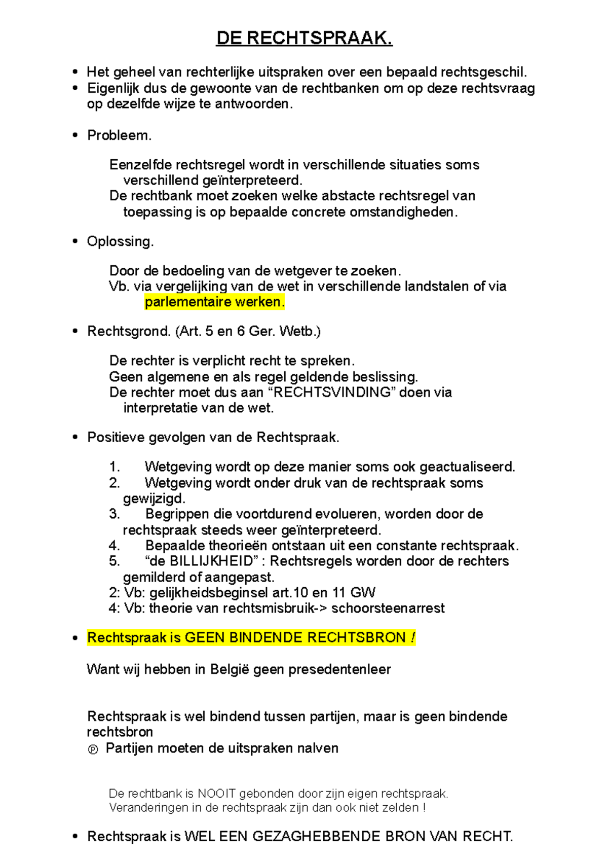 DE Rechtspraak - Samenvatting - DE RECHTSPRAAK. Het geheel van ...