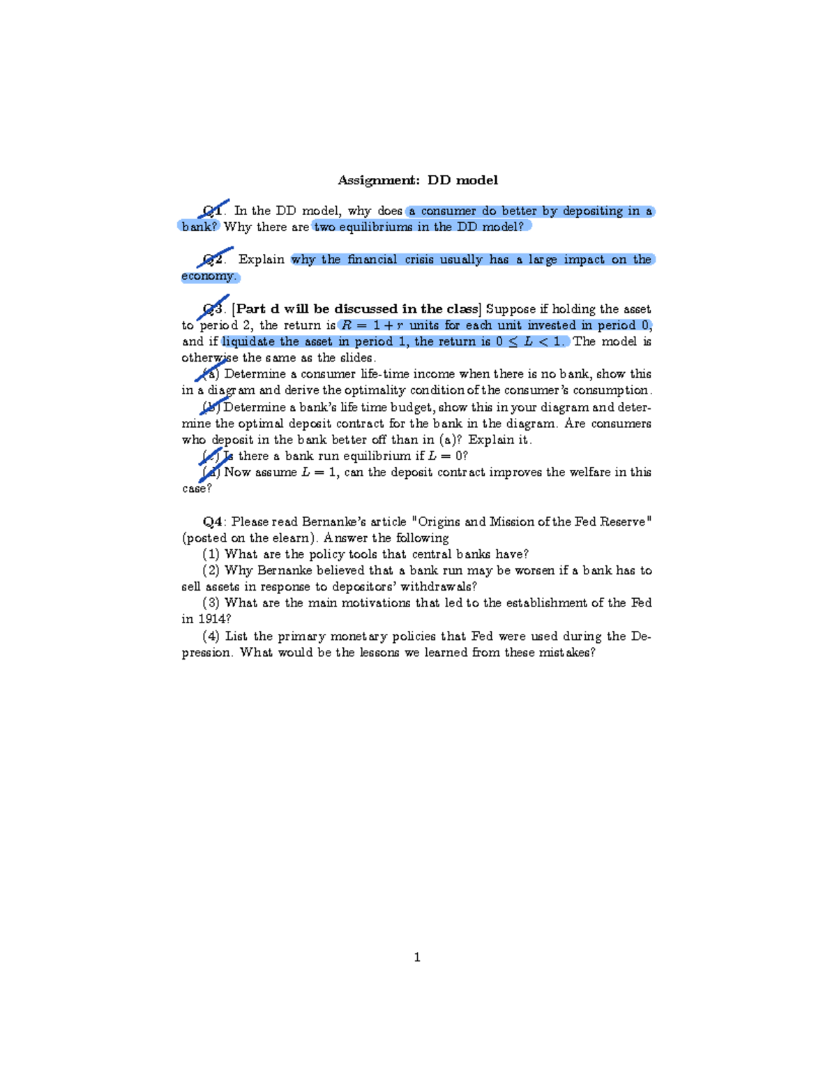 Assignment 8 - Assignment: DD model Q1. In the DD model, why does a ...