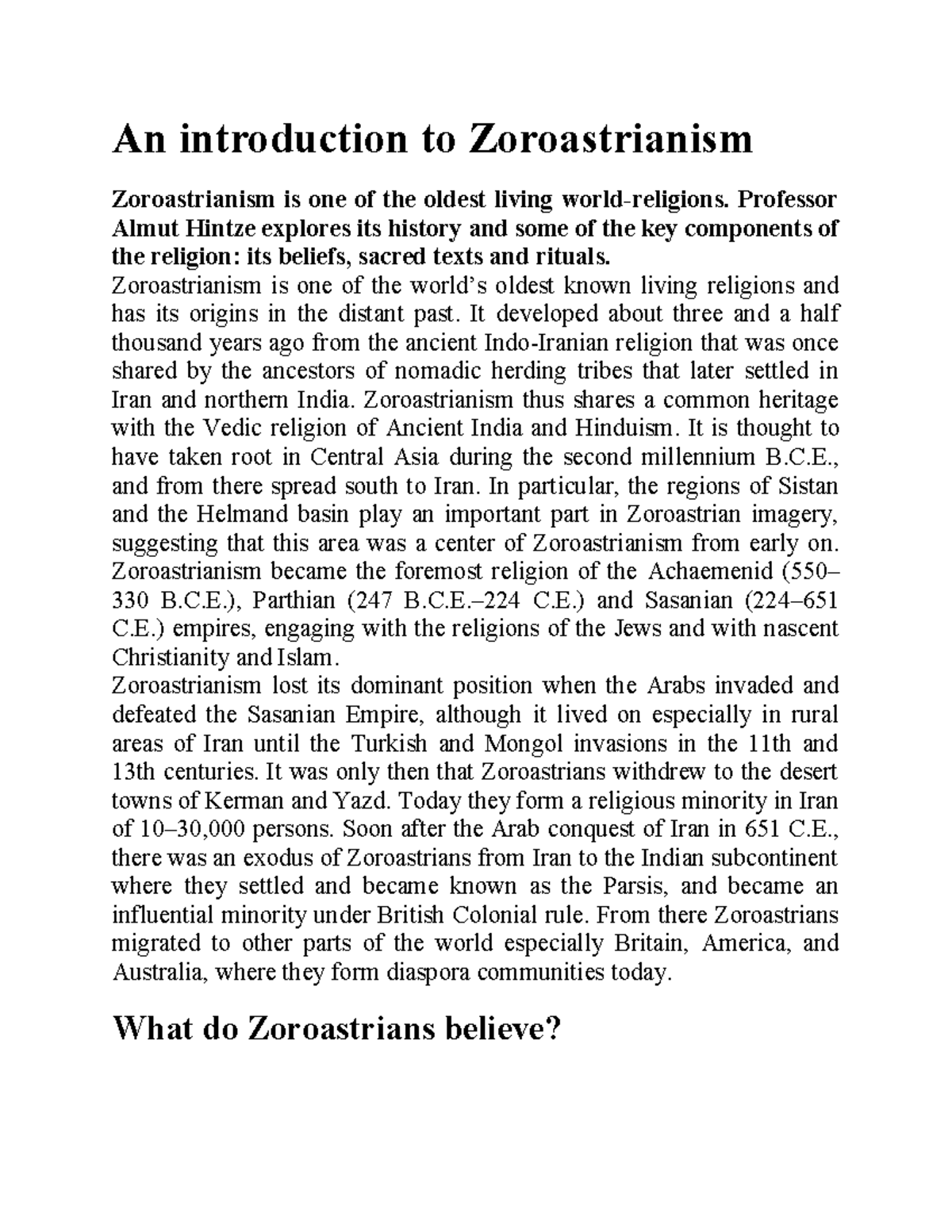 An introduction to Zoroastrianism - An introduction to Zoroastrianism ...