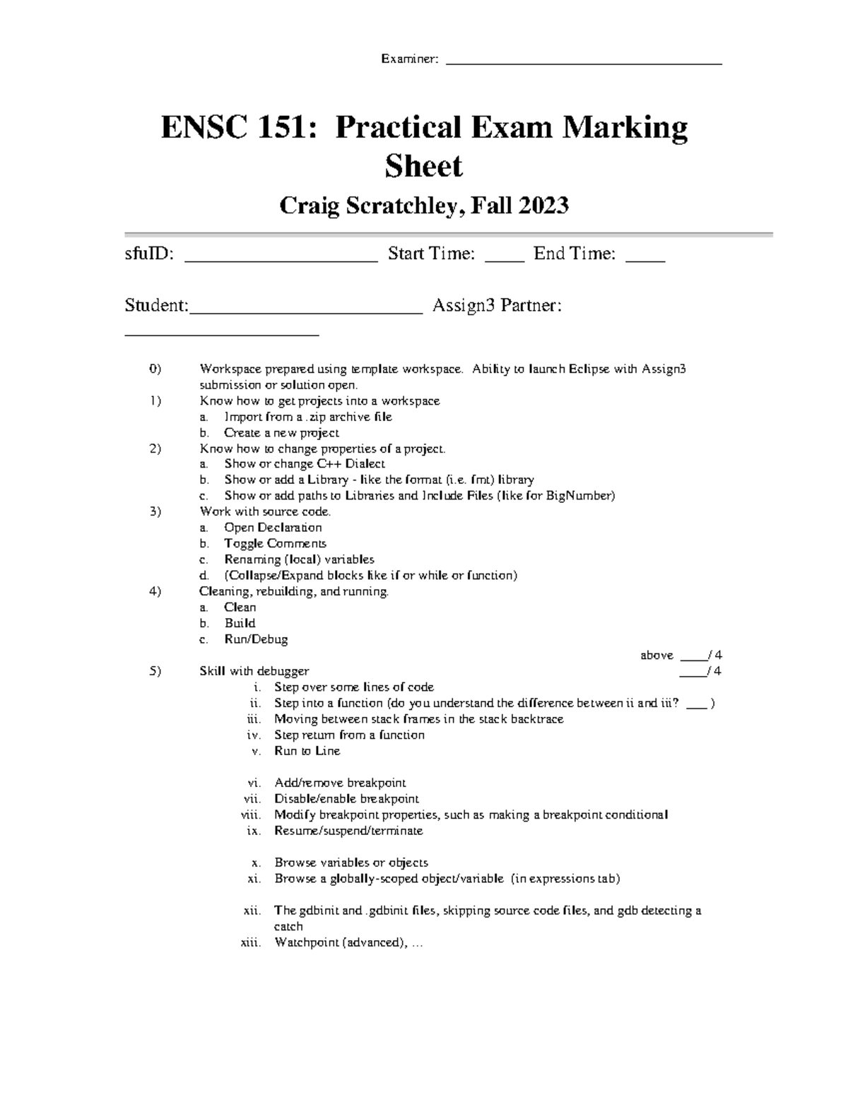 Practical Exam Marking - Examiner ...