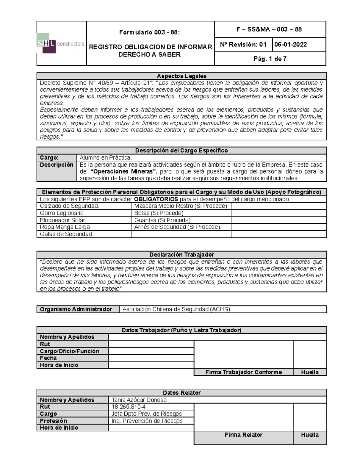 F - SSMA - 003 - 88 Alumno en Práctica - Formulario 003 - 88: REGISTRO ...