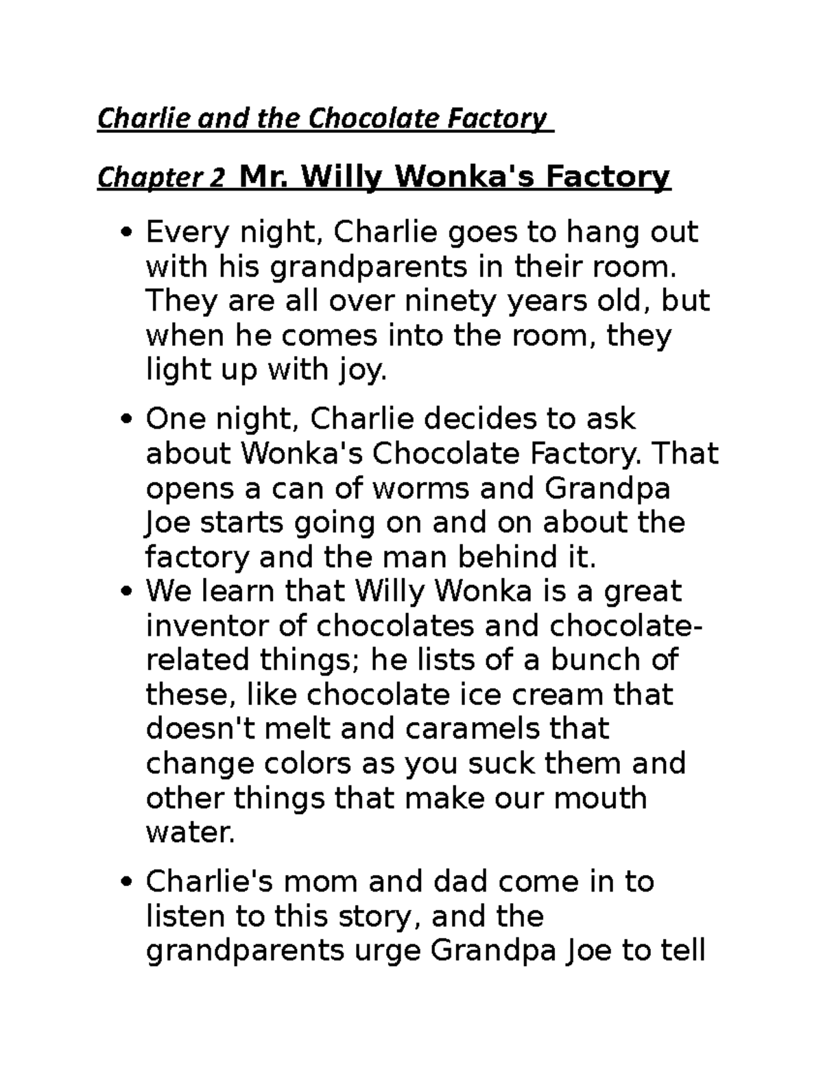 Charlie and the chocolate factory chpt 2 pdf - Charlie and the ...