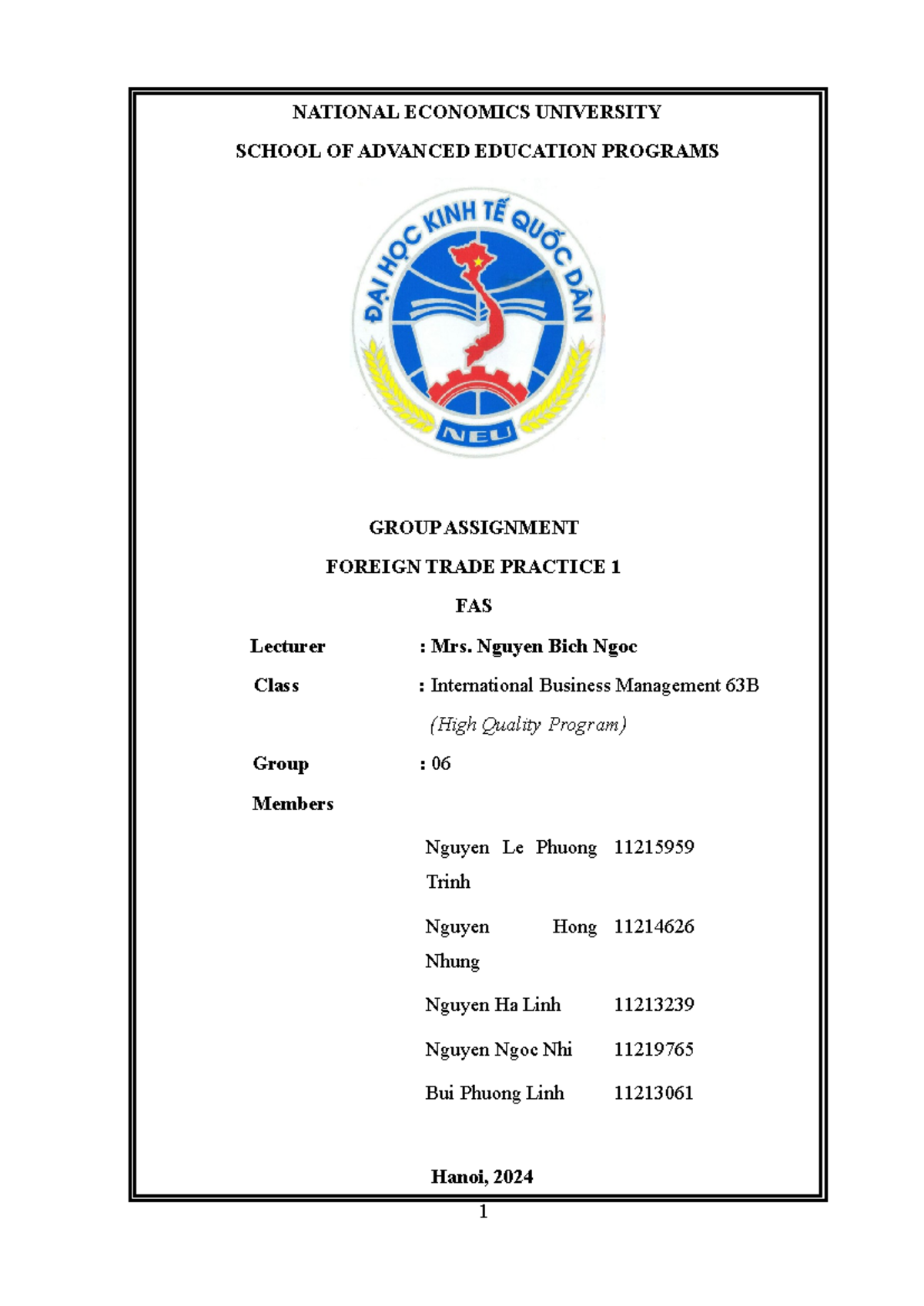 FAS-Group-6 - Tìm hiểu về FAS trong Incoterms - NATIONAL ECONOMICS ...