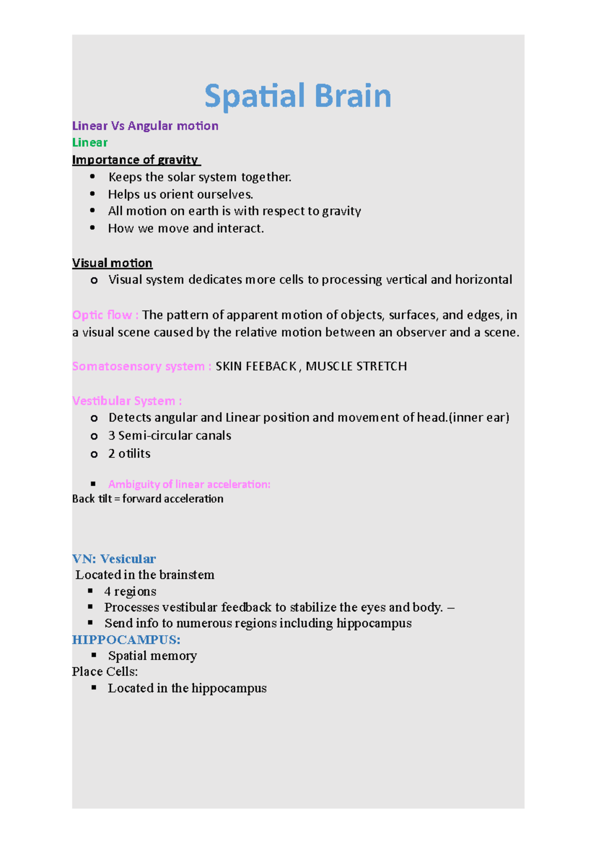Spatial Brain - Spatial Brain Linear Vs Angular motion Linear ...