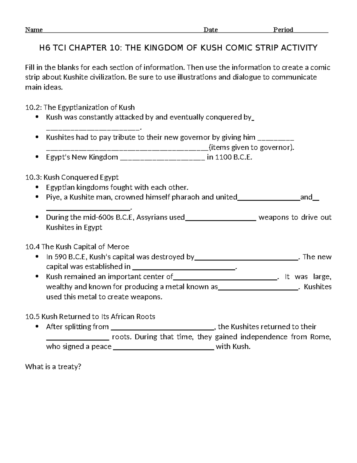 Jackson Thorn - Comic Strip ACtivity WS - Name Date Period j H6 TCI ...