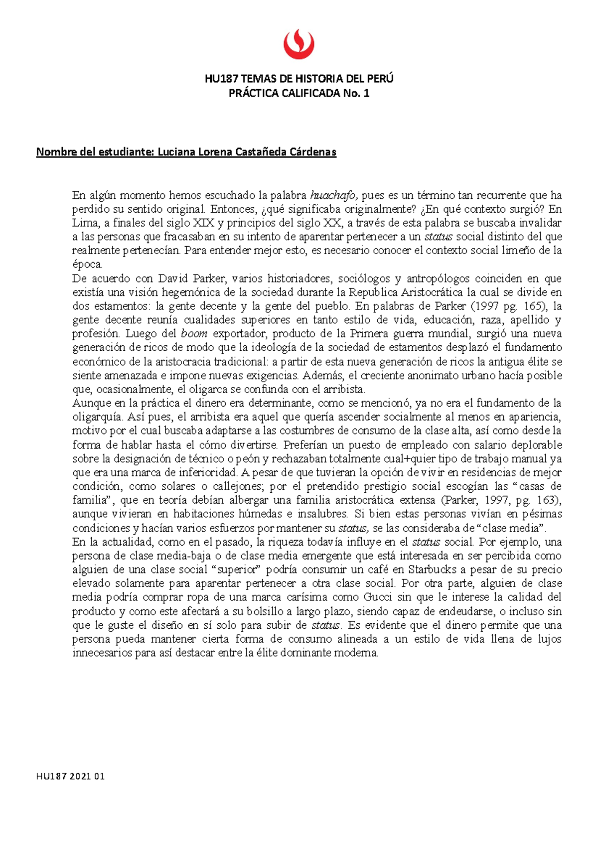 PC1 THP 2021 01 HU187 - HU187 TEMAS DE HISTORIA DEL PERÚ PRÁCTICA ...