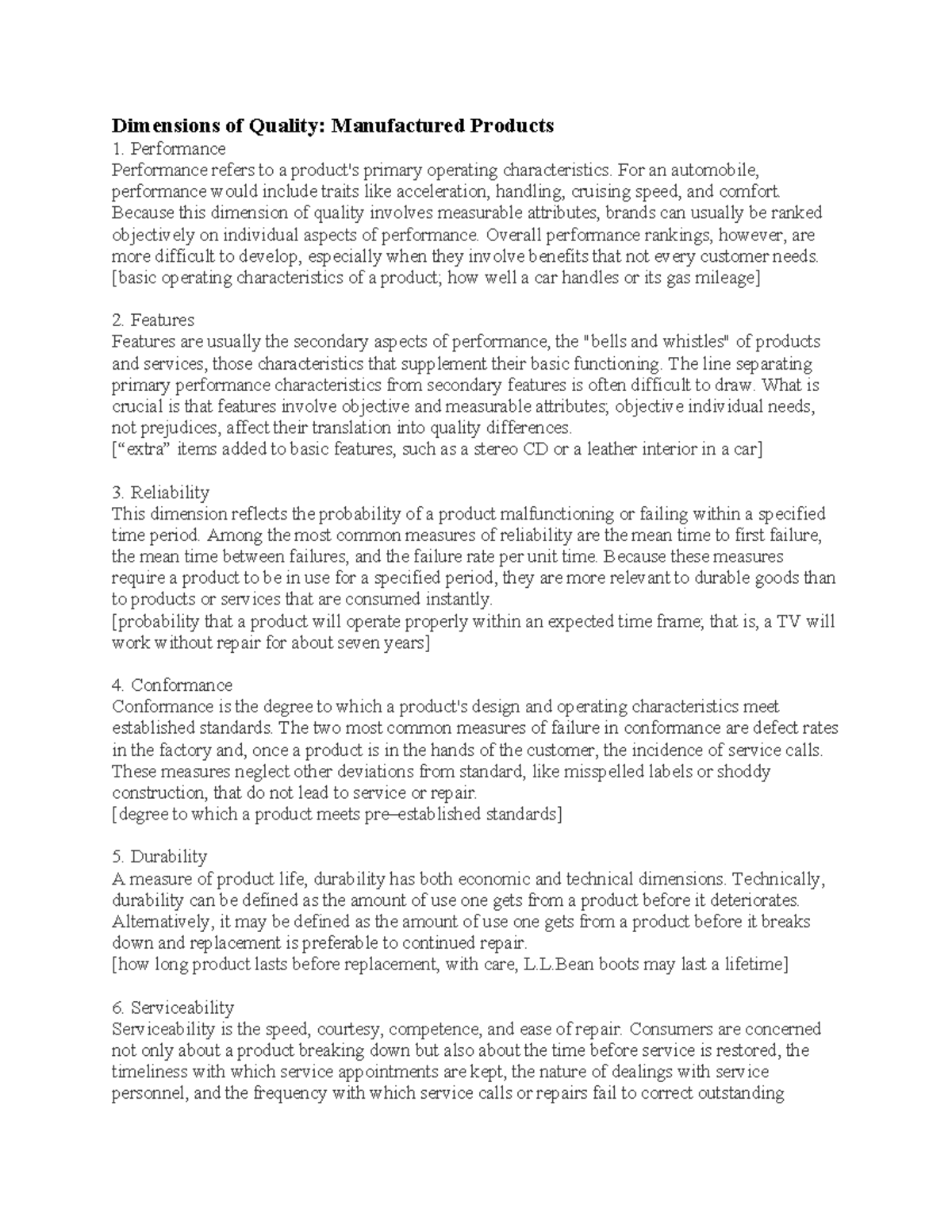 Quality-mid - quality note mid - Dimensions of Quality: Manufactured ...