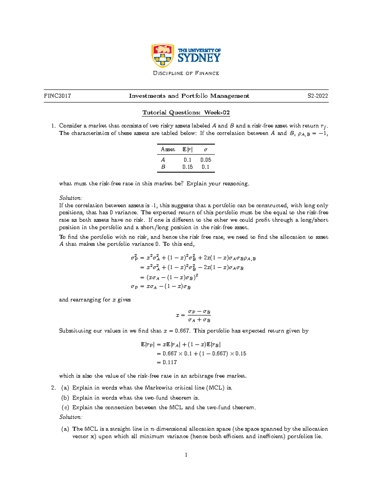Finance Investments and Portfolio Management Tutorial Questions - Studocu
