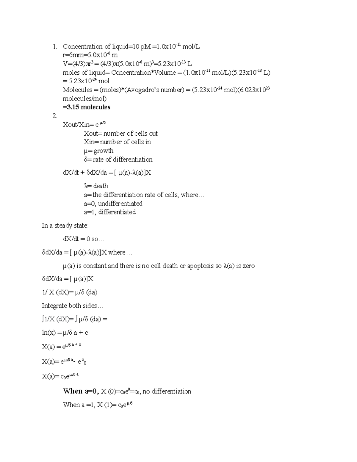 BME HW 12 - Homework - Concentration of liquid=10 pM =1-11 mol/L r=5mm ...