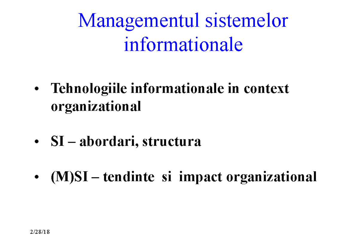 Managementul sistemelor informationale - Managementul sistemelor ...