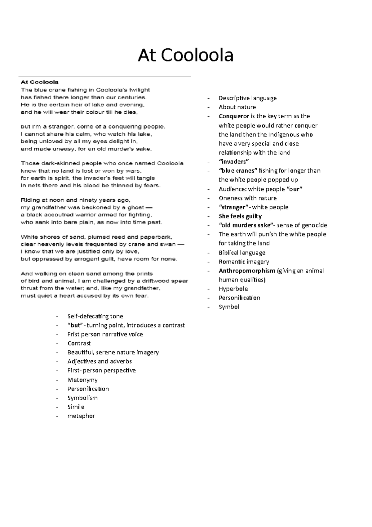 At cooloola - hiww - At Cooloola - Descriptive language - About nature ...