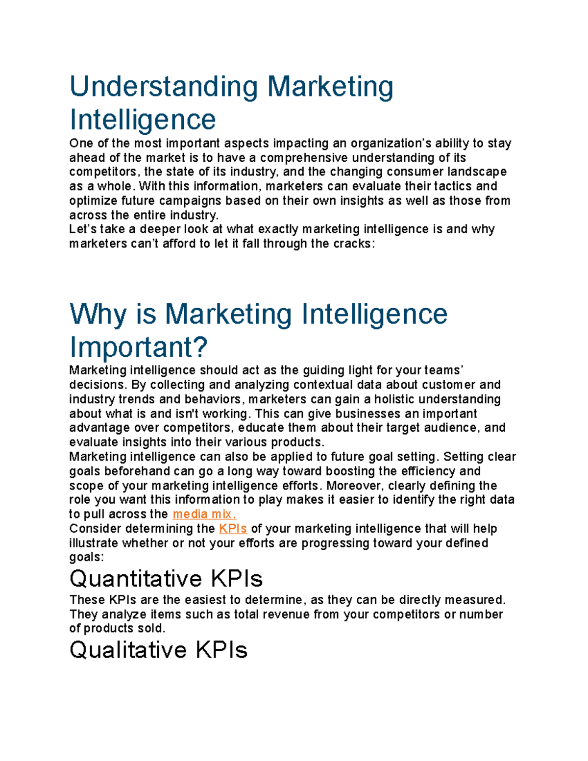 Understanding Marketing Intelligence - Understanding Marketing ...