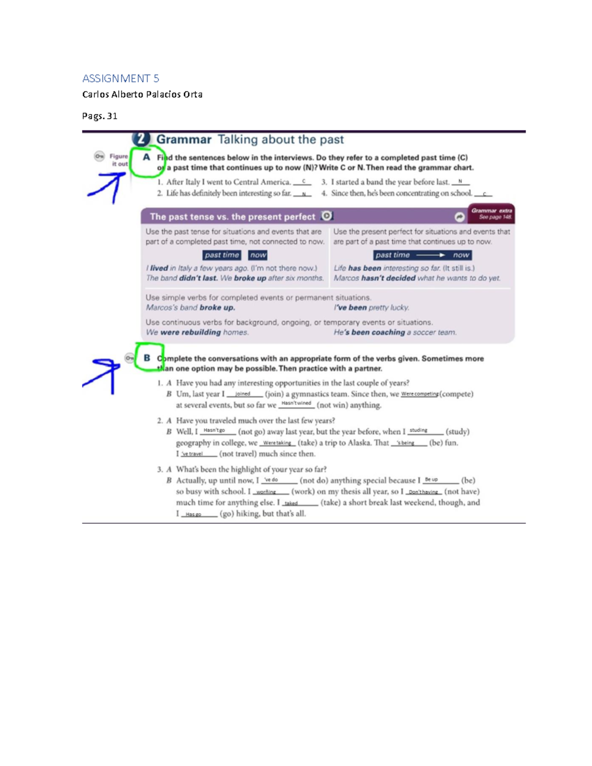 Assignment 5, tarea de ingles para quinto nivel - Ingles - ASSIGNMENT 5 ...
