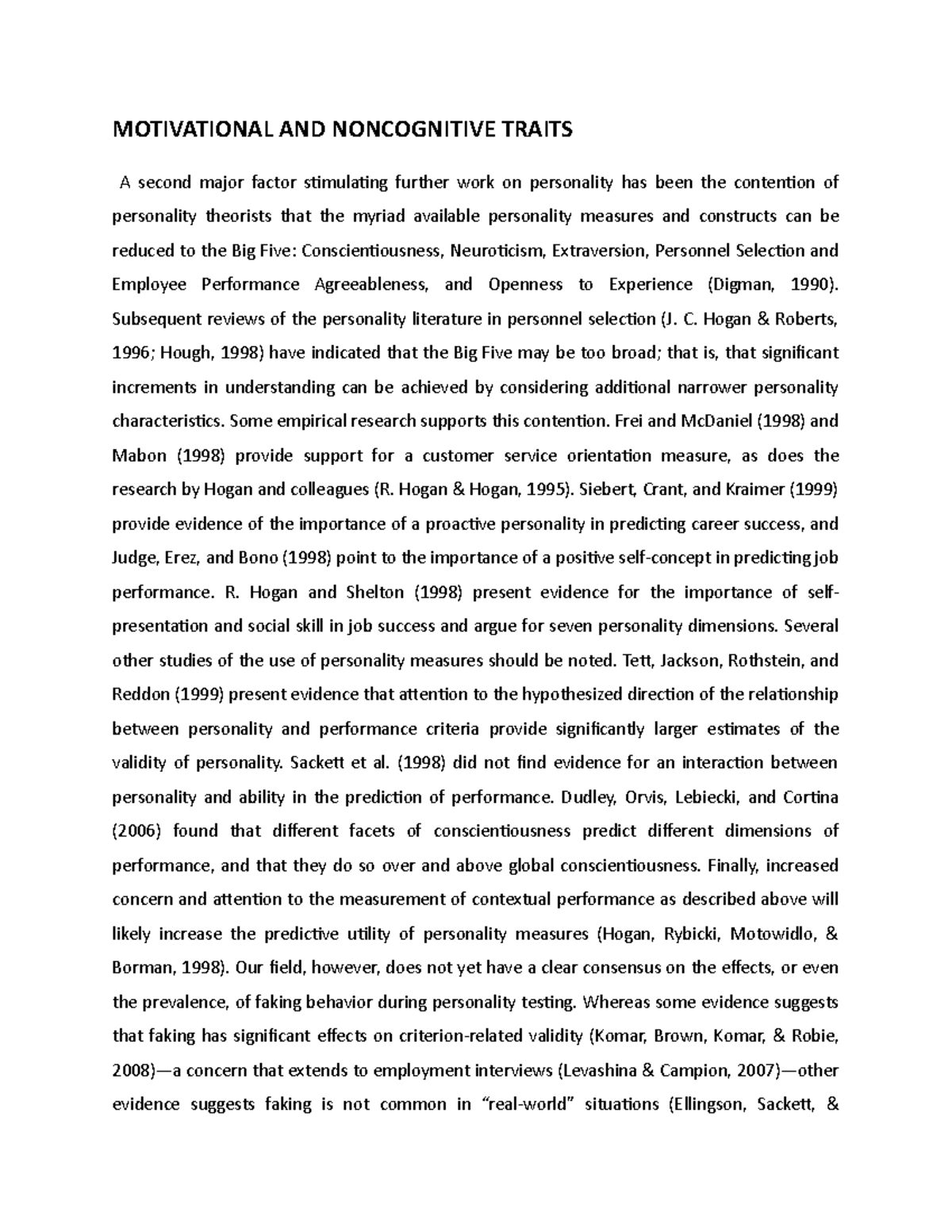 Motivational AND Noncognitive Traits - MOTIVATIONAL AND NONCOGNITIVE ...