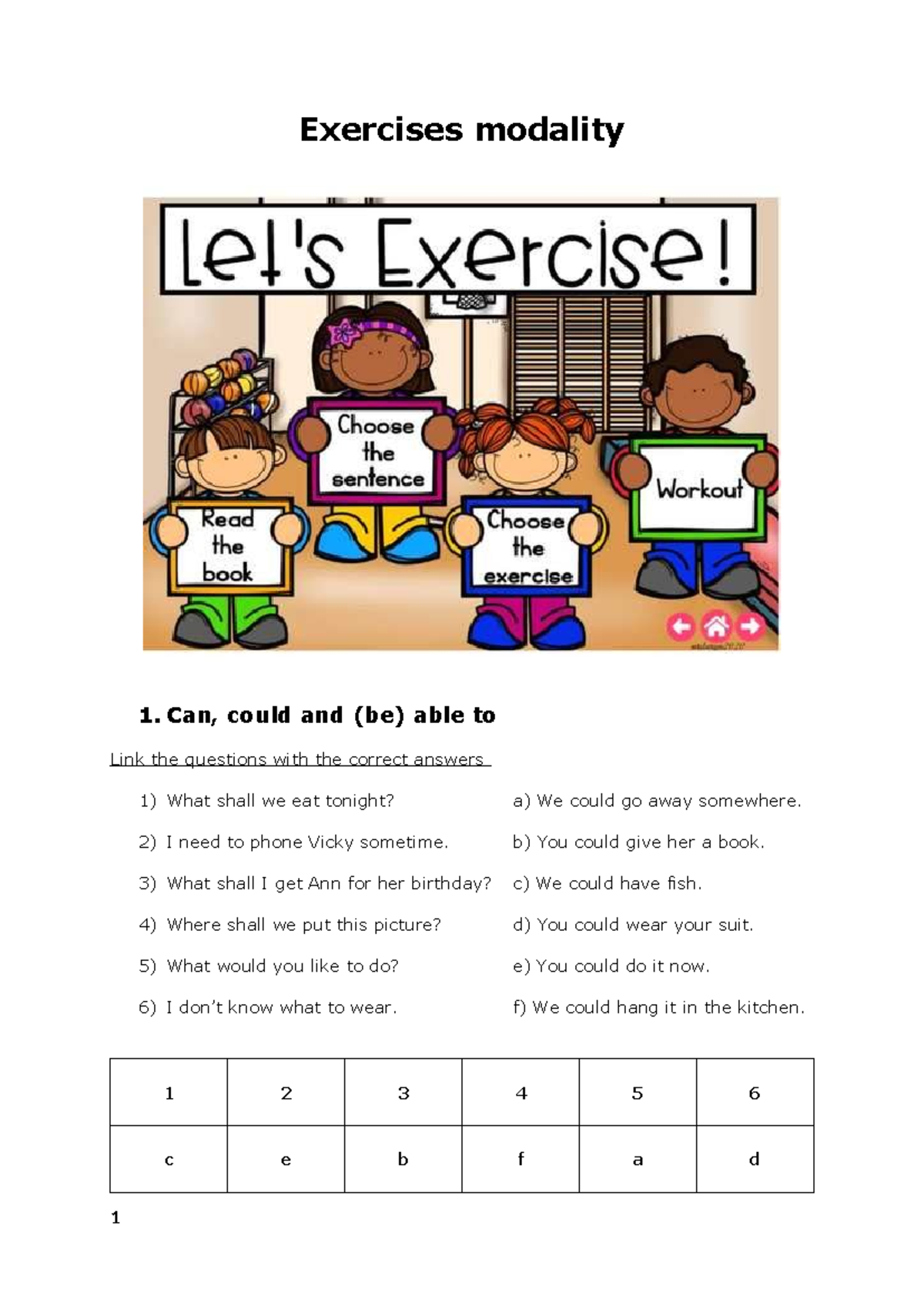 Exercises modality - oefeningen - Exercises modality 1. Can, could and ...