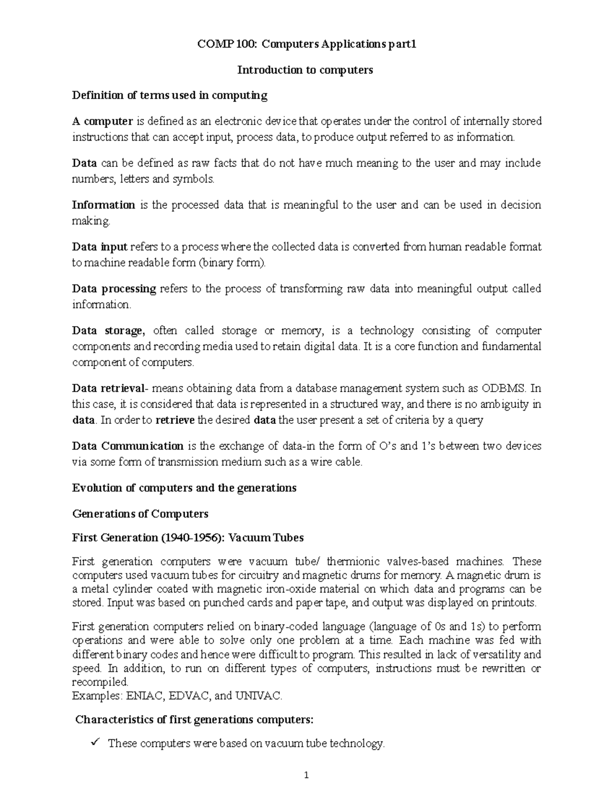 Comp 101 Computers Applications for Educ-1-1 - Biomedical science - Studocu