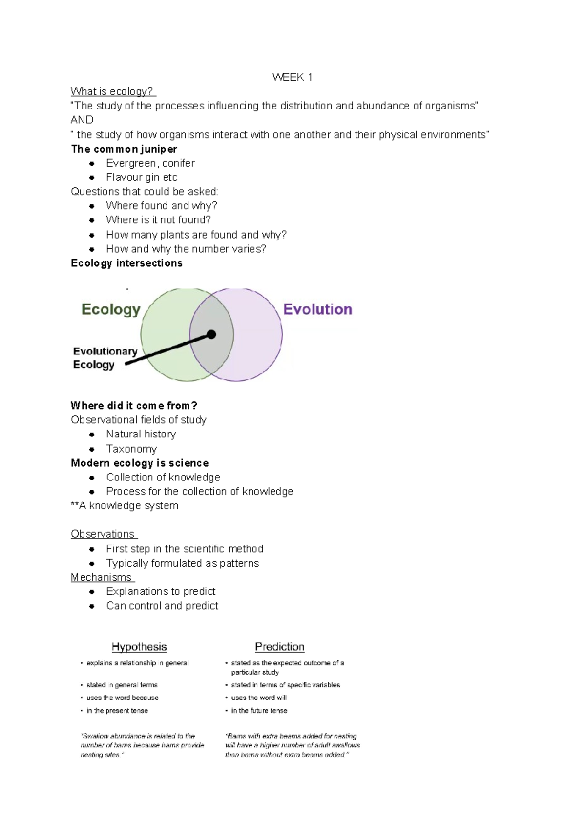 BIOL2060 notes - WEEK 1 What is ecology? “The study of the processes ...