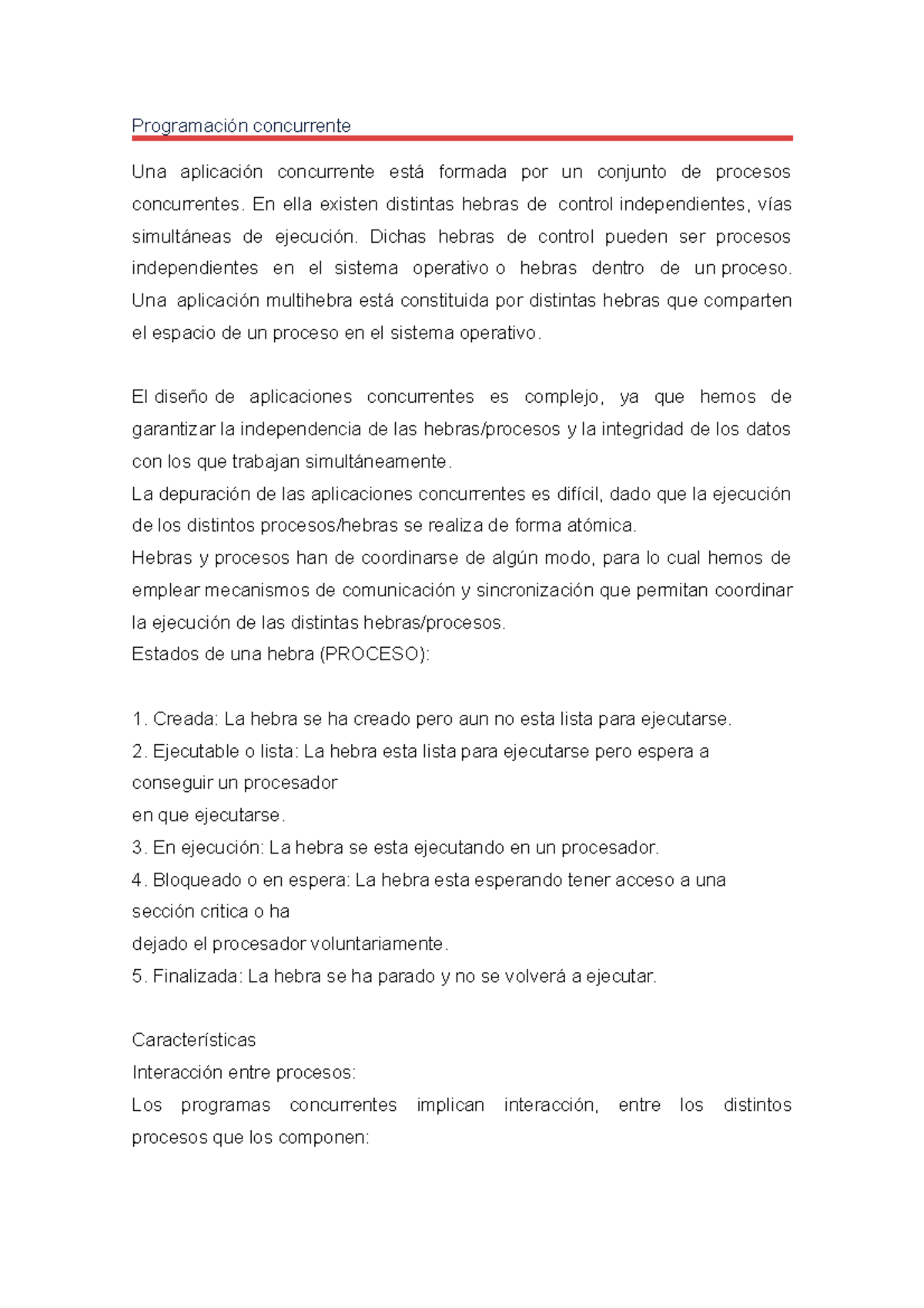 Programacion concurrente y funcional - Programación concurrente Una aplicación concurrente está ...