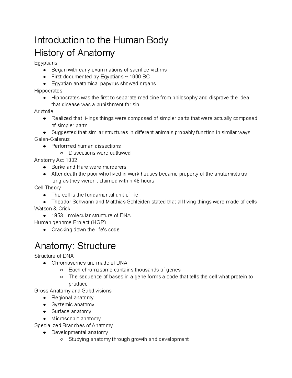 Introduction to the Human Body - Introduction to the Human Body History ...