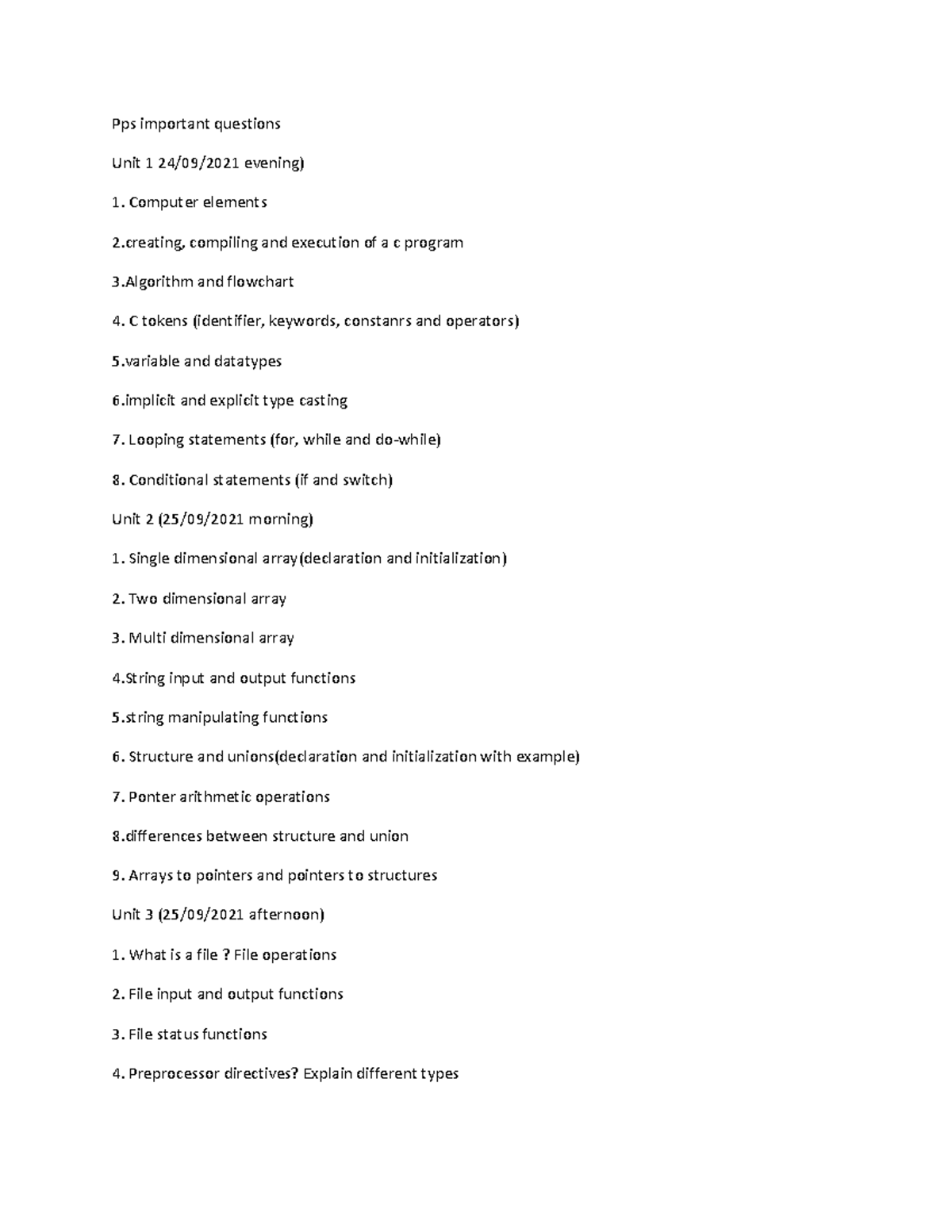 Pps important q-WPS Office - Pps important questions Unit 1 24/09/2021 ...