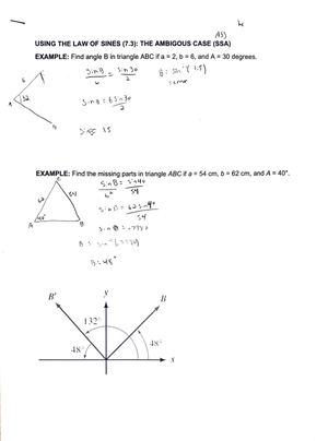 Plane Trigonometry 7.1 Notes - !:. '!! c o s. . u.,... O-"' Section 7 ...