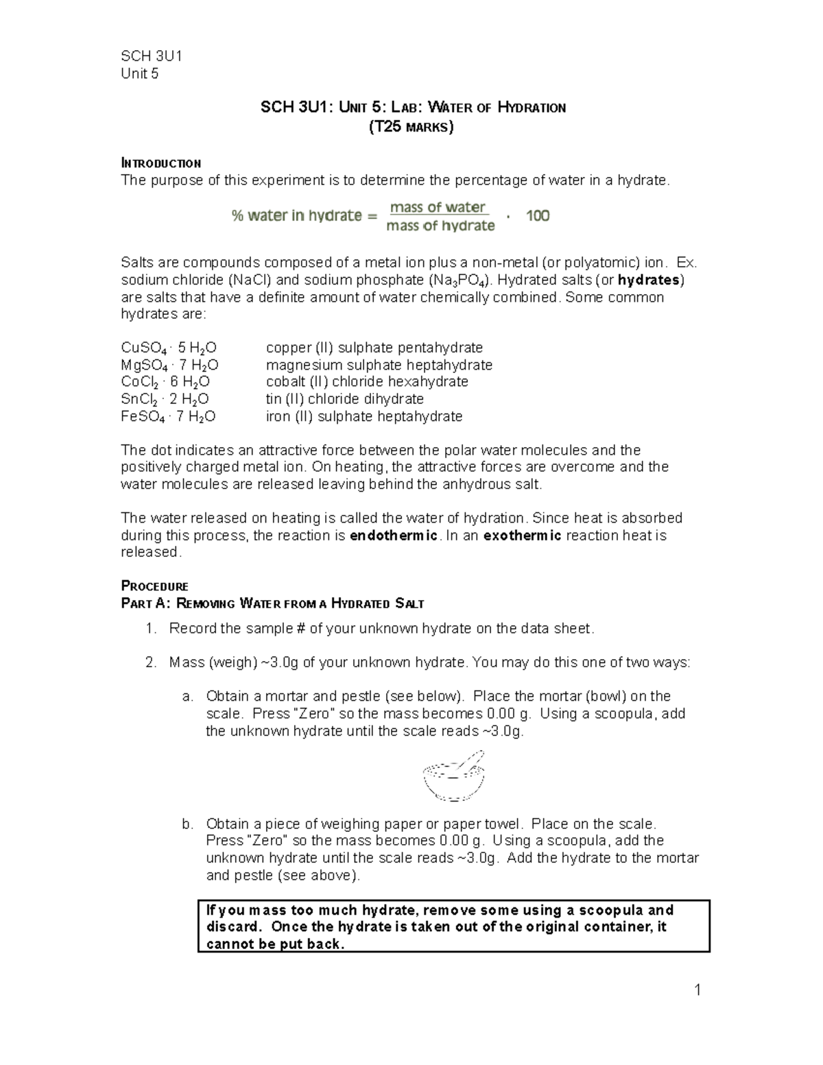 Copy of Lab - Water of a Hydrate ( Zuliani) (2021-2022) - Unit 5 SCH ...