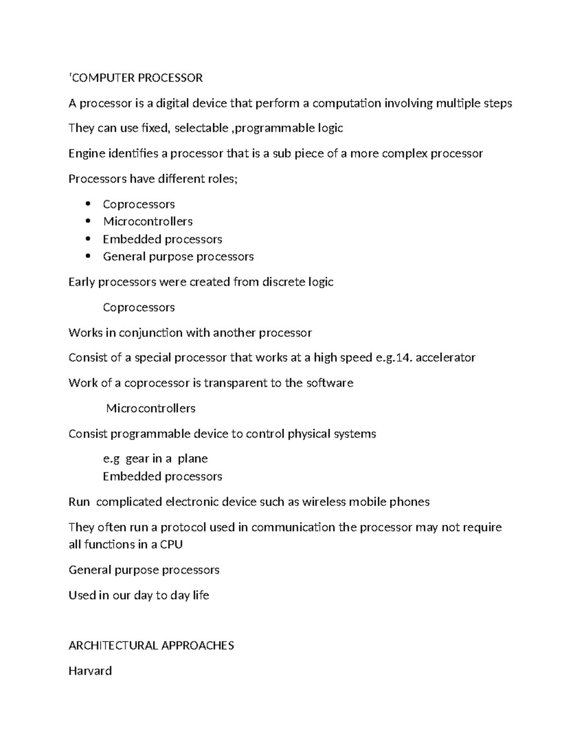 Computer Processor - SUMMARIES FOR ALL - ‘COMPUTER PROCESSOR A processor is a digital device ...