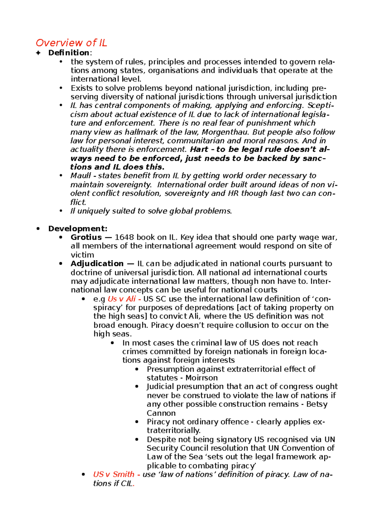 IL final - O'Connell outline - Overview of IL Definition: - the system ...