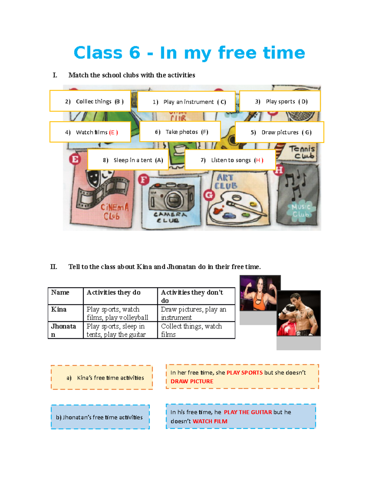 Lesson 6 - YOU CAN IMPROVE YOUR ENGLISH - Class 6 - In my free time I ...