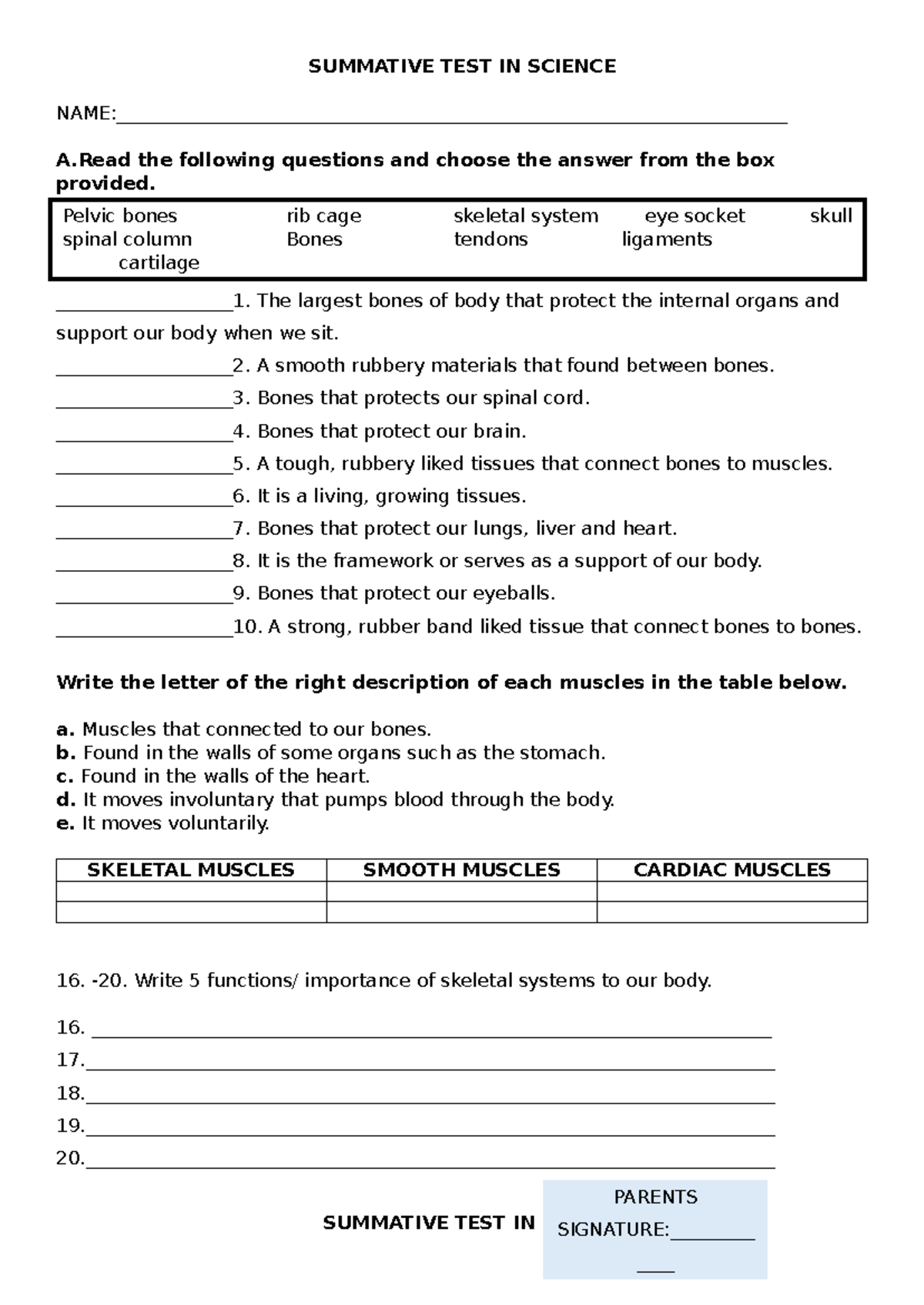 Practice TEST IN Science - SUMMATIVE TEST IN SCIENCE - Studocu