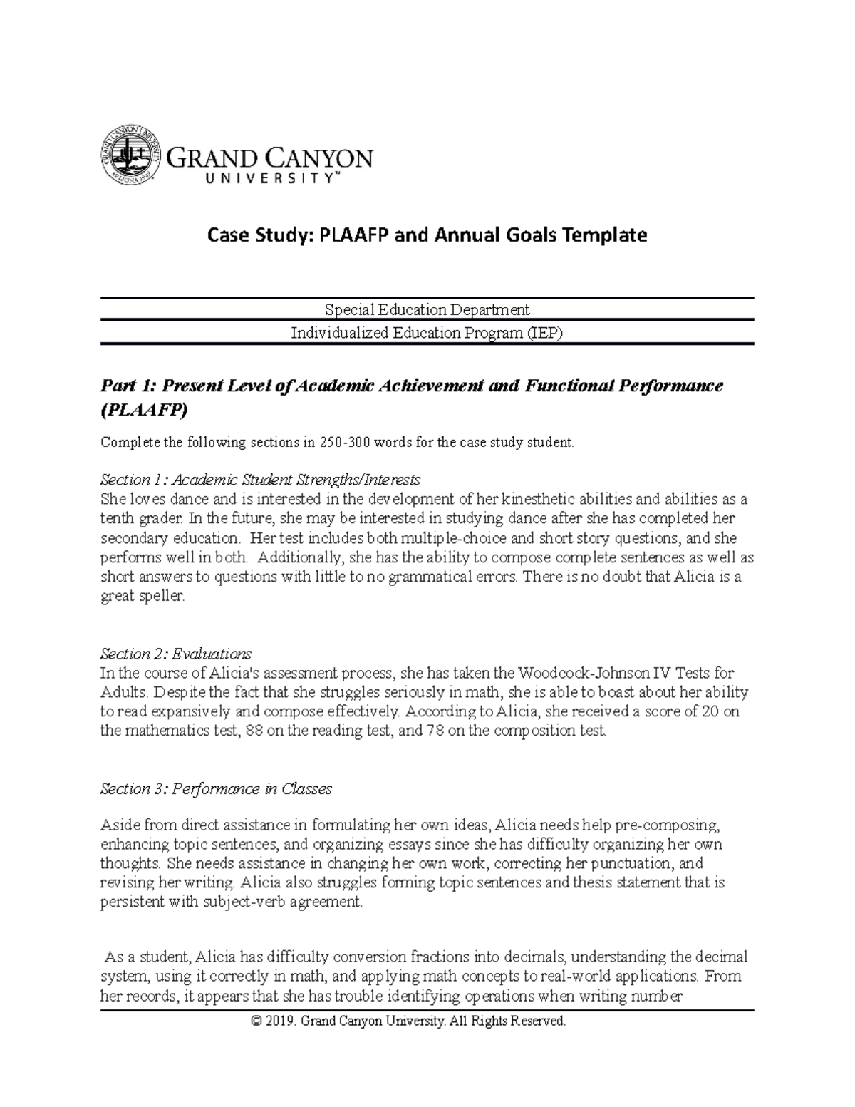 SPD-300-T7-RS-Case Study- Plaafp and Annual Goals Template - Case Study ...
