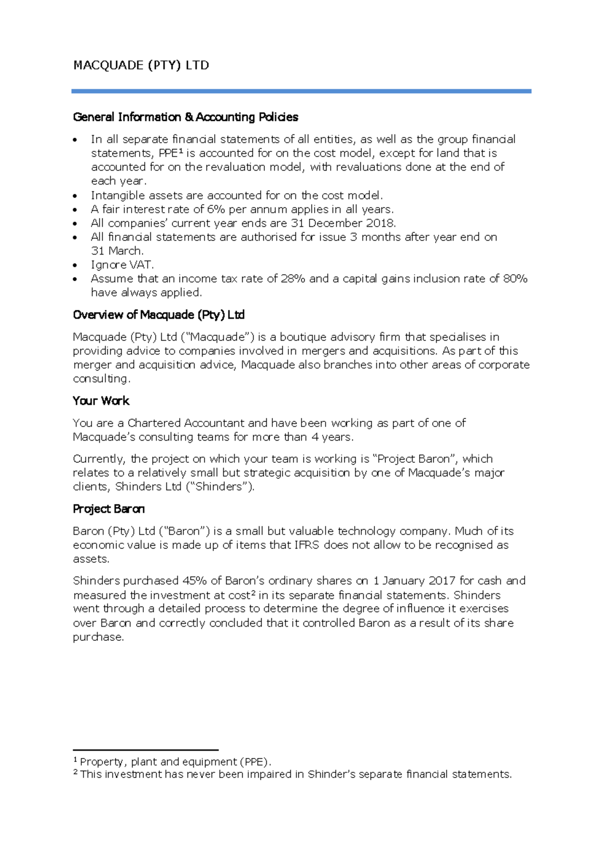 2 - Macquade Ltd scenario - MACQUADE (PTY) LTD General Information ...
