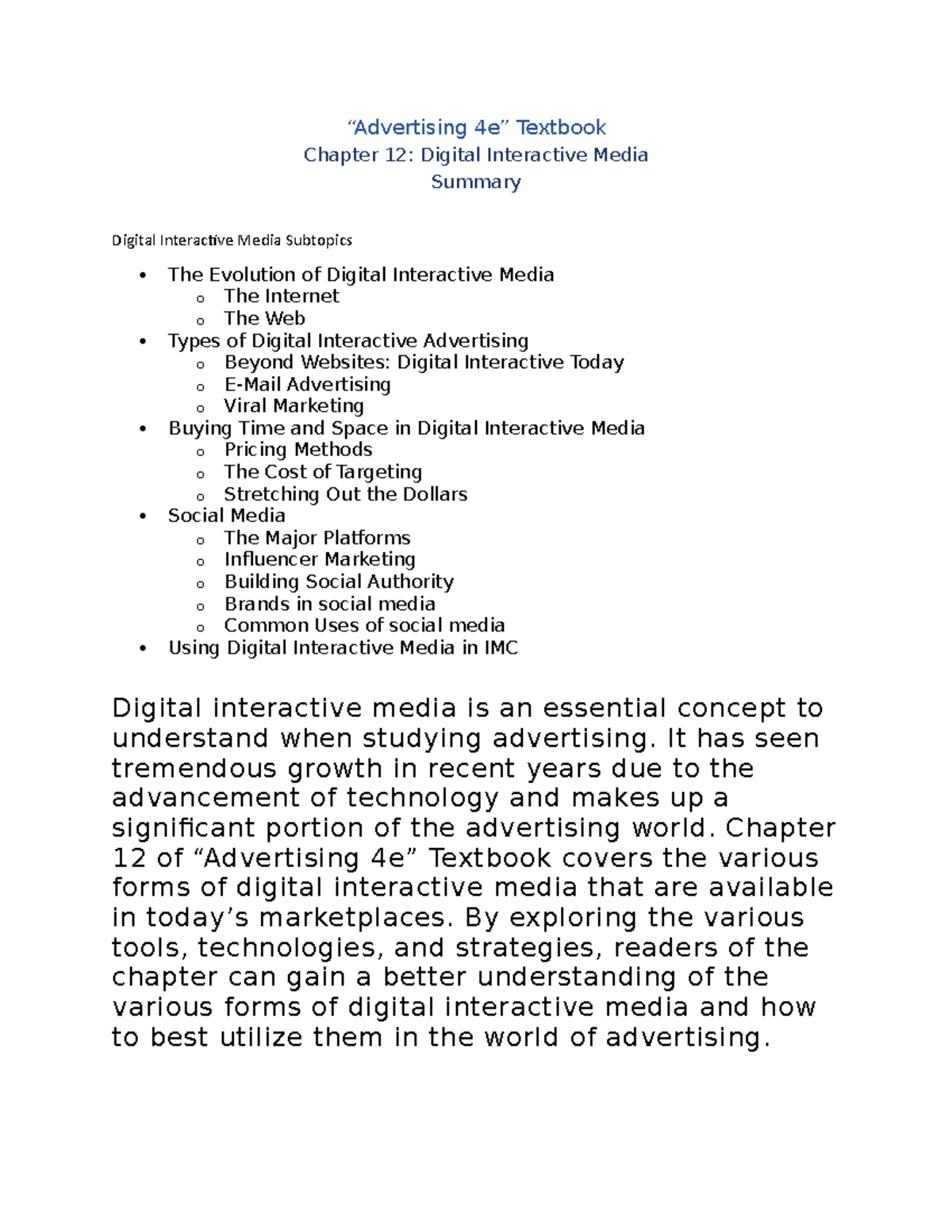 Advertising 4e - Chapter 12 - Digital Interactive Media - “Advertising ...