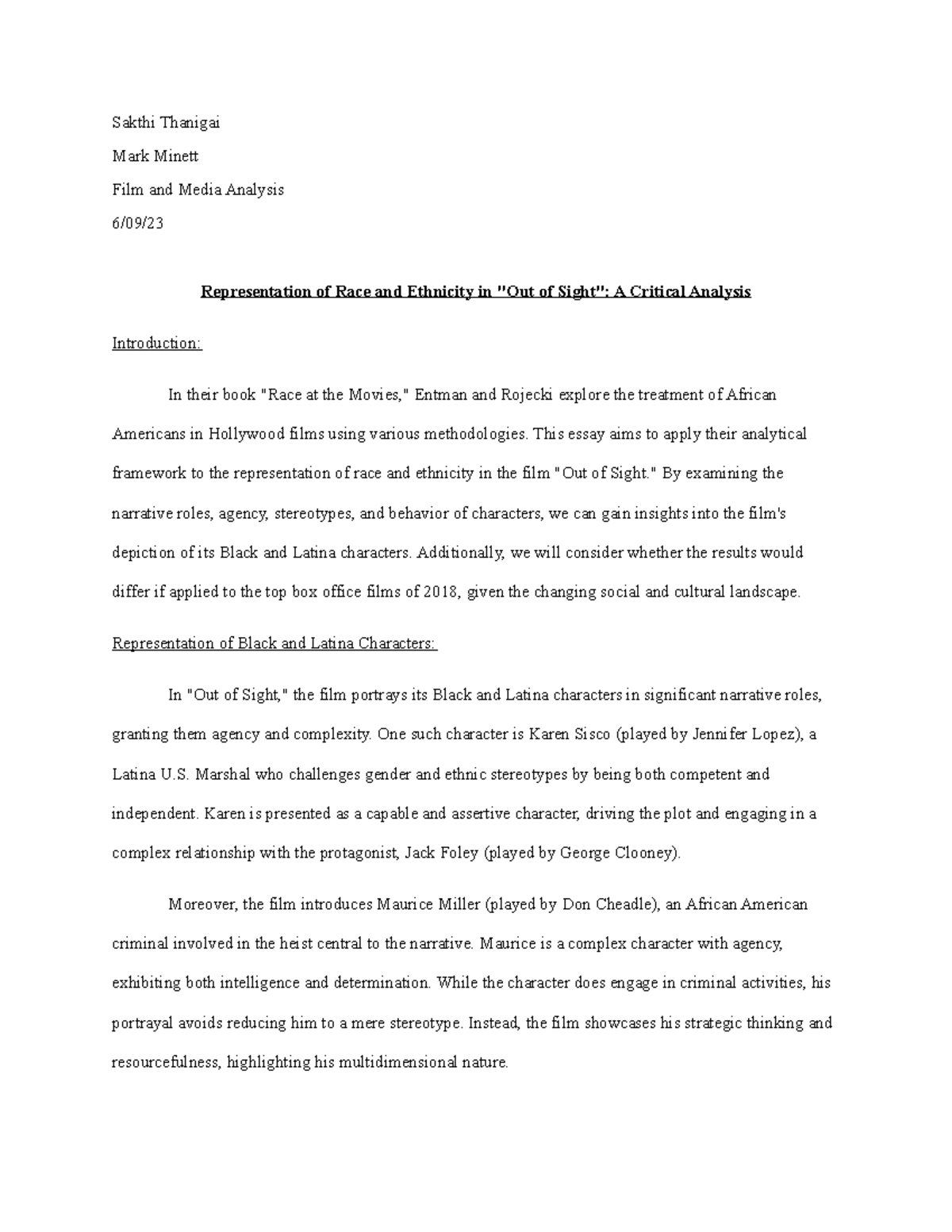 Cultural Criticism Readings Response Assignment - Sakthi Thanigai Mark ...