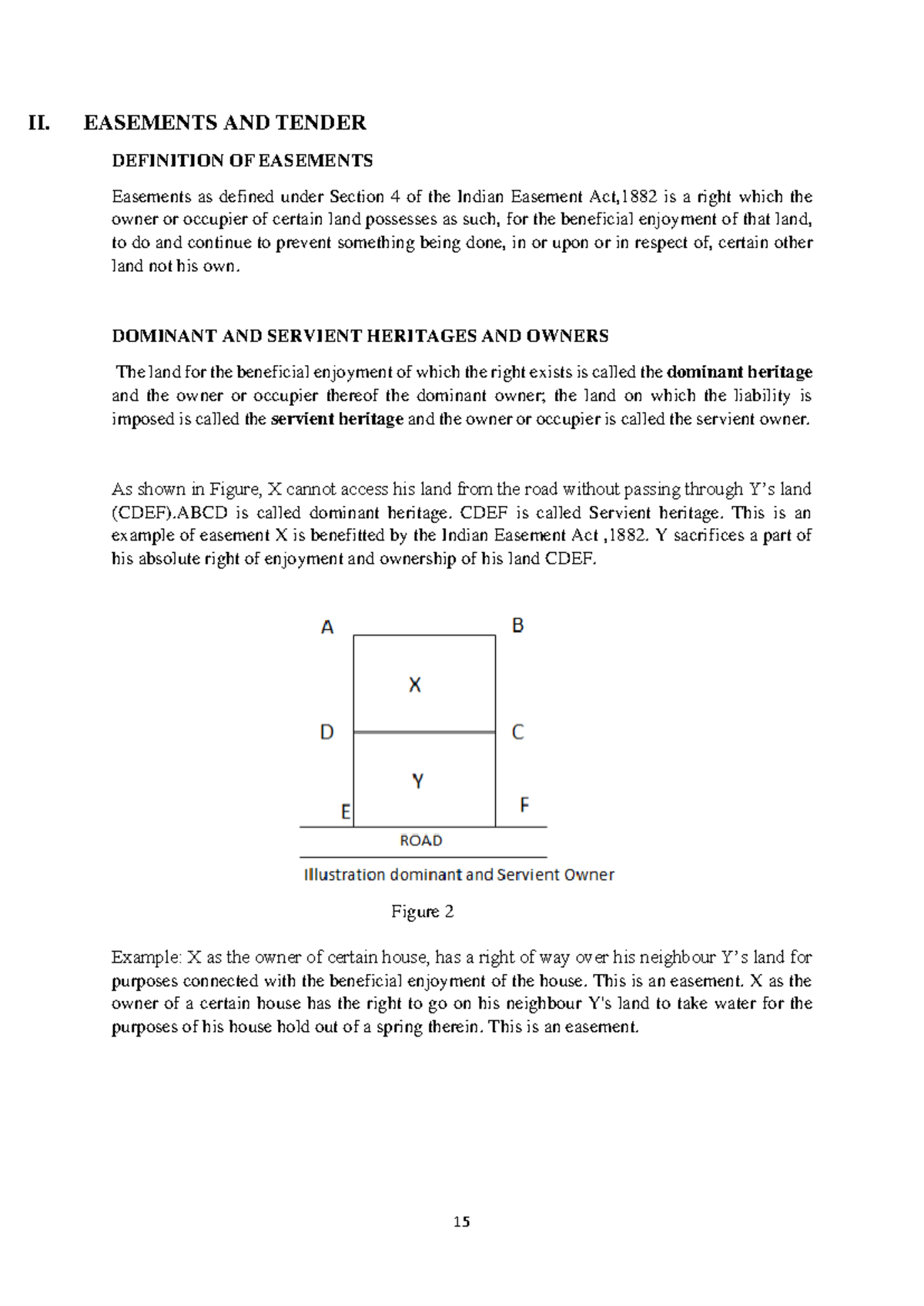 Easements AND Tender - II. EASEMENTS AND TENDER DEFINITION OF EASEMENTS ...