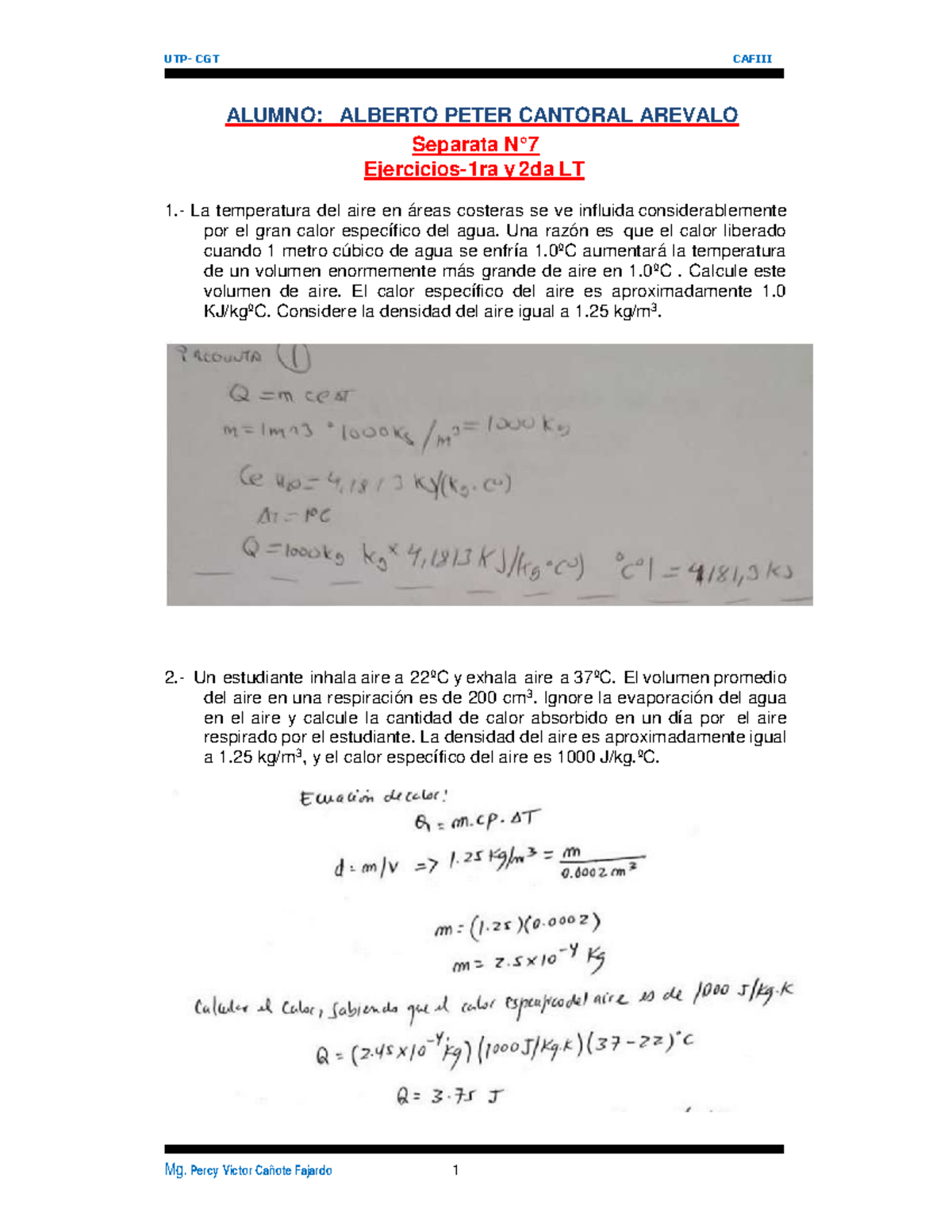 Tarea 06 Fisica III - Separata 7 - ALUMNO: ALBERTO PETER CANTORAL AREVALO Separata N° Ejercicios ...