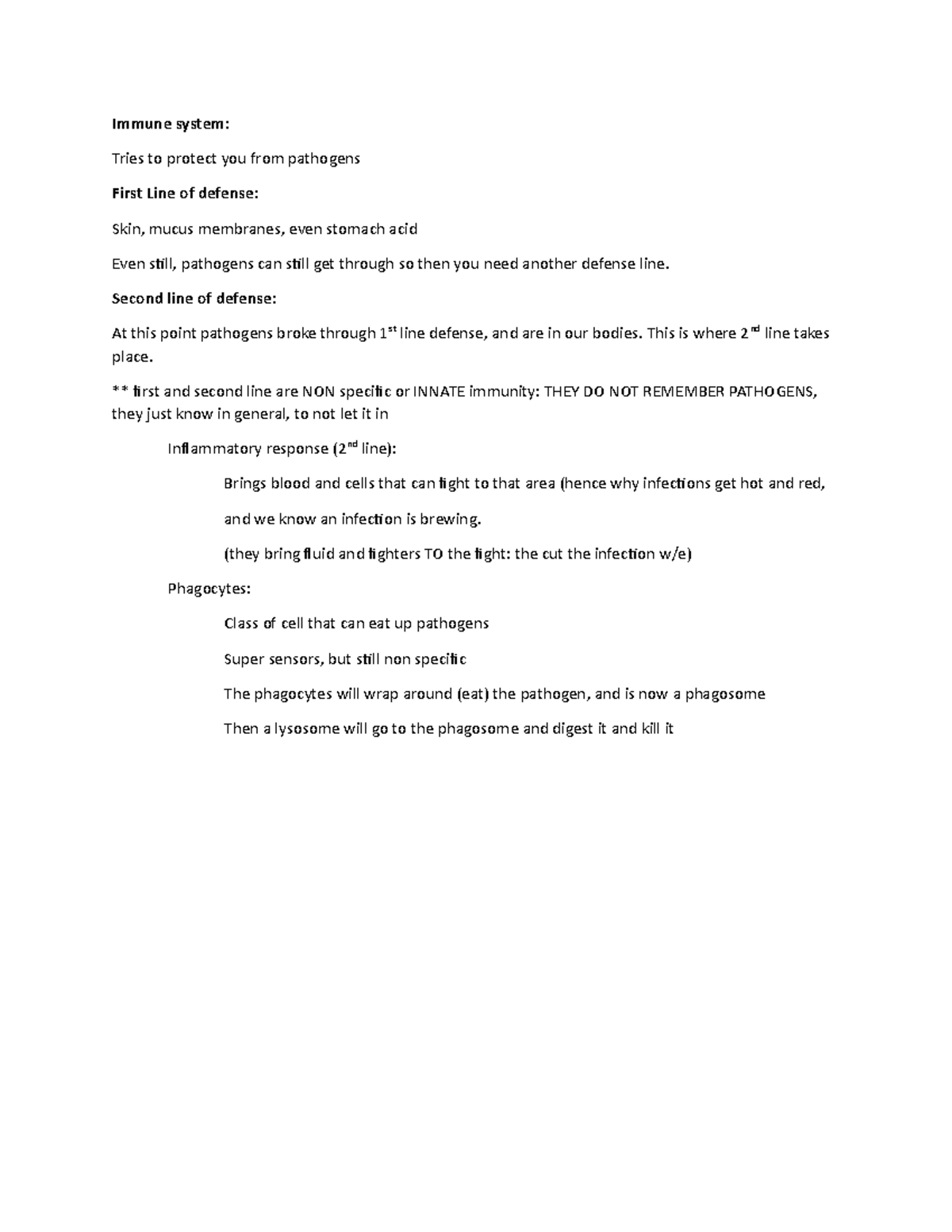 Immune - Lecture notes immunity - Immune system: Tries to protect you ...