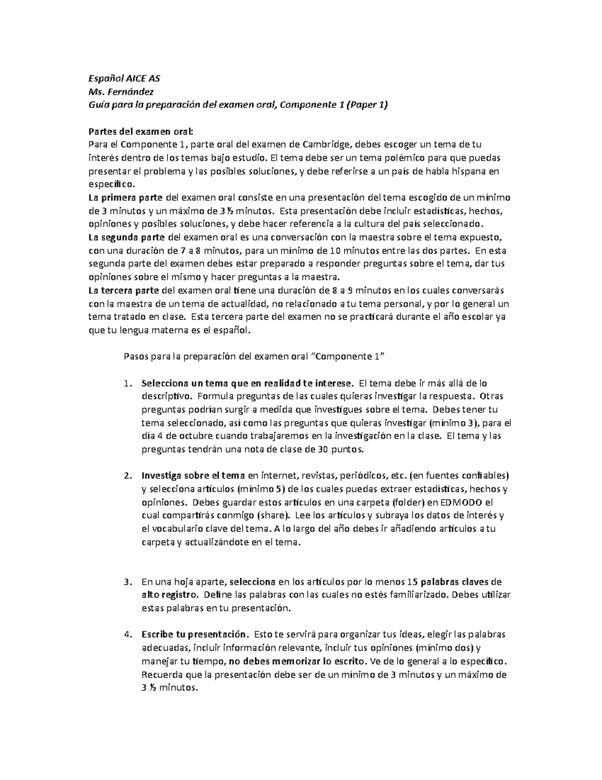 C. Fernández guía para el componente 1-1 - Español AICE AS Ms ...