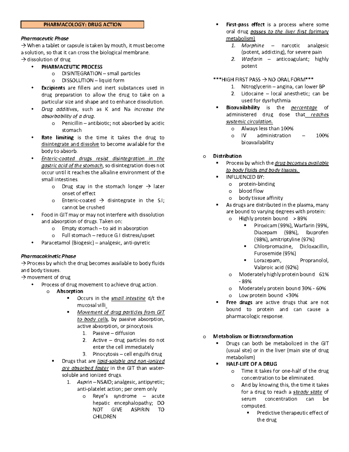 Pharmacology - When a tablet or capsule is taken by mouth, it must ...