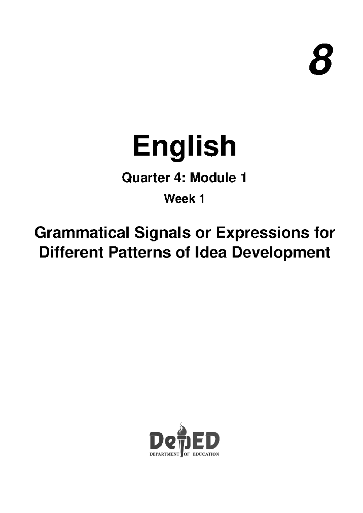 English 8 Quarter 4 Module 1 - English Quarter 4 : Module 1 Week 1 ...
