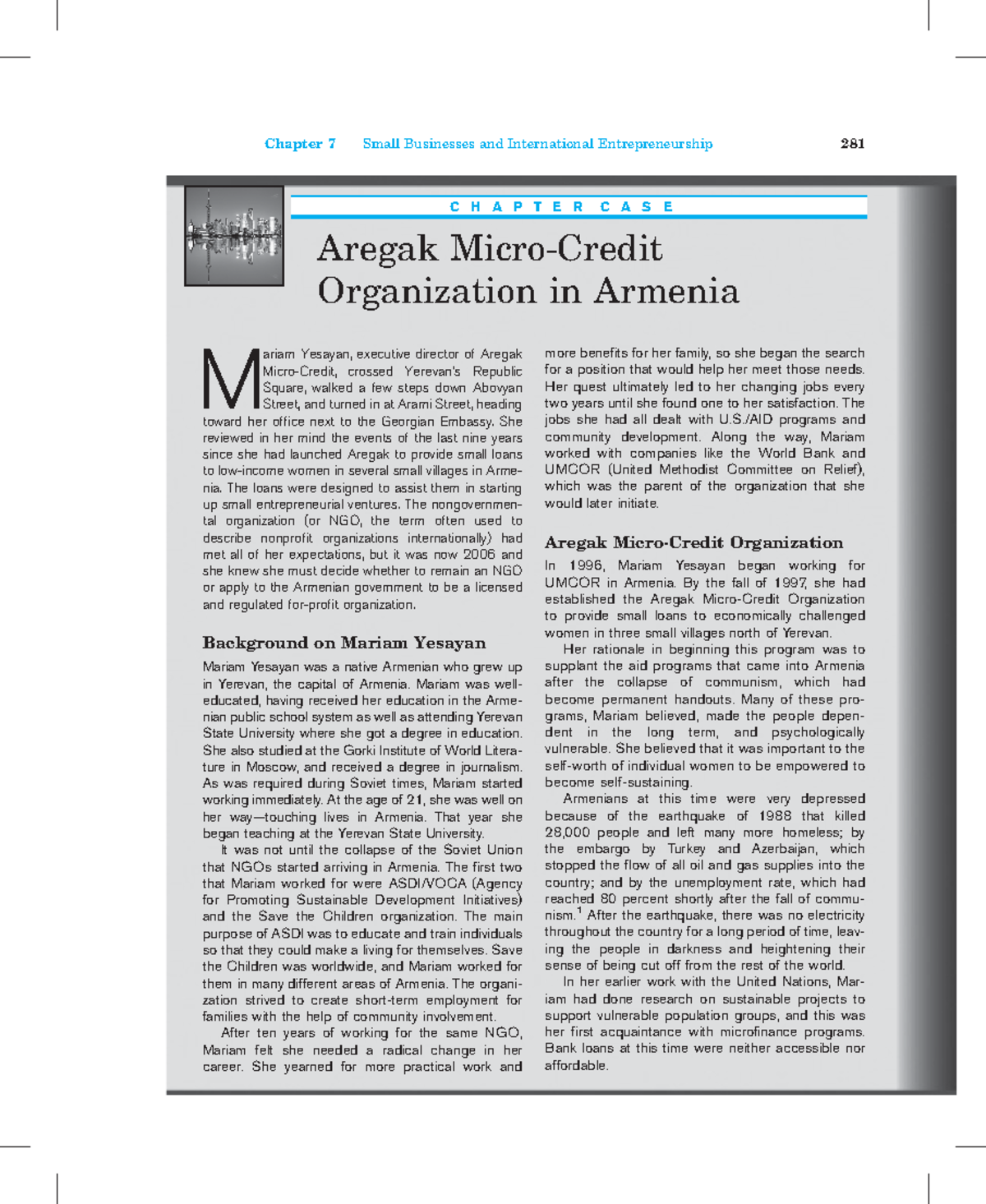 Aregak Micro-Credit Organization in Armenia - C H A P T E R C A S E ...